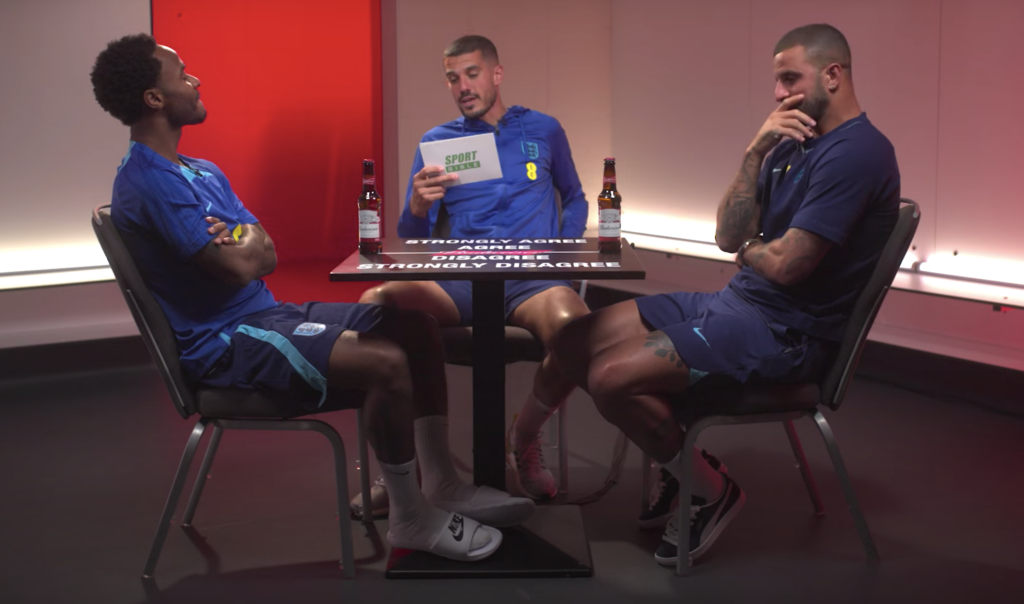Kyle Walker, Raheem Sterling & Conor Coady reason with each other in ...